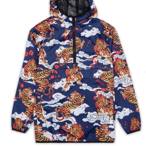 Reason | Jackets & Coats | Nwt Japanese Tiger Balm Print Halfzip Hooded ...